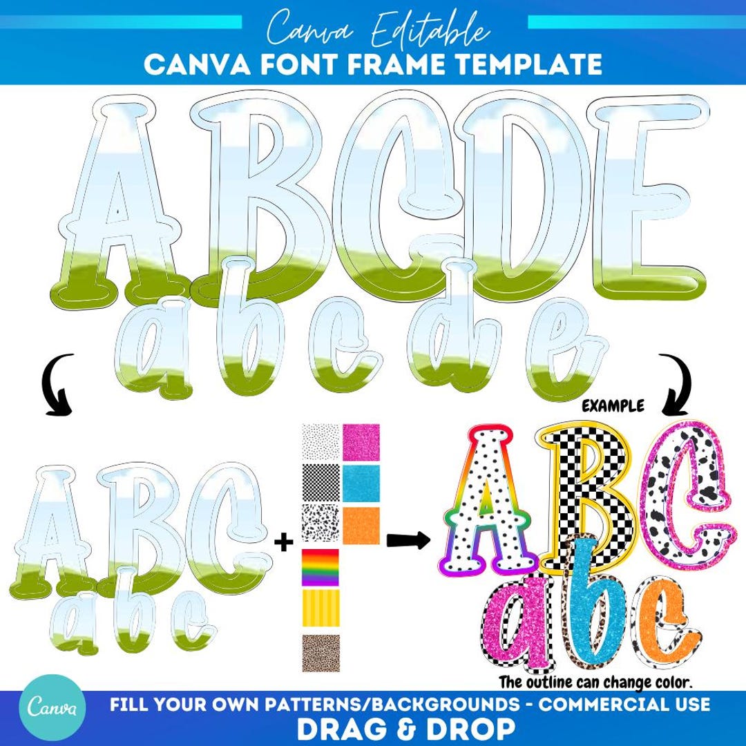 Canva Doodle Alpha Set Template | Canva Frame Monogram | Canva Letters ...