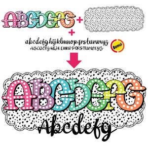 Retro Dot Dalmatian Alphabet With Cute Circle Background Png, Custom ...