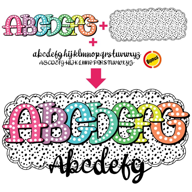 Retro Dot Dalmatian Alphabet With Cute Circle Background Png, Custom ...