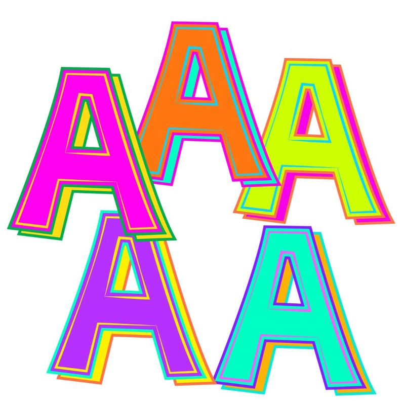 Neon Alphabet PNG | 5 Bright Colors for Bold Designs | Color Letters ...