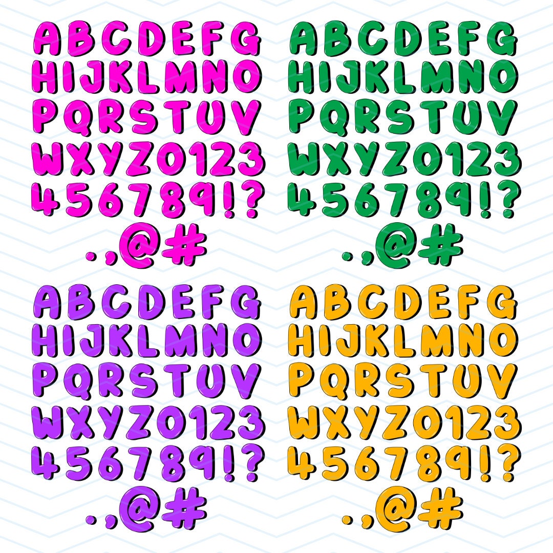 Colorful Alphabet Png, Bubble Letters Png, Bright Neon Color Palette ...