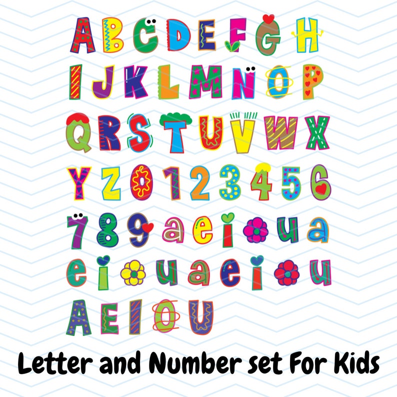 Kids Doodle Letters, Doodle Letters Png & Numbers Bright Colors ...