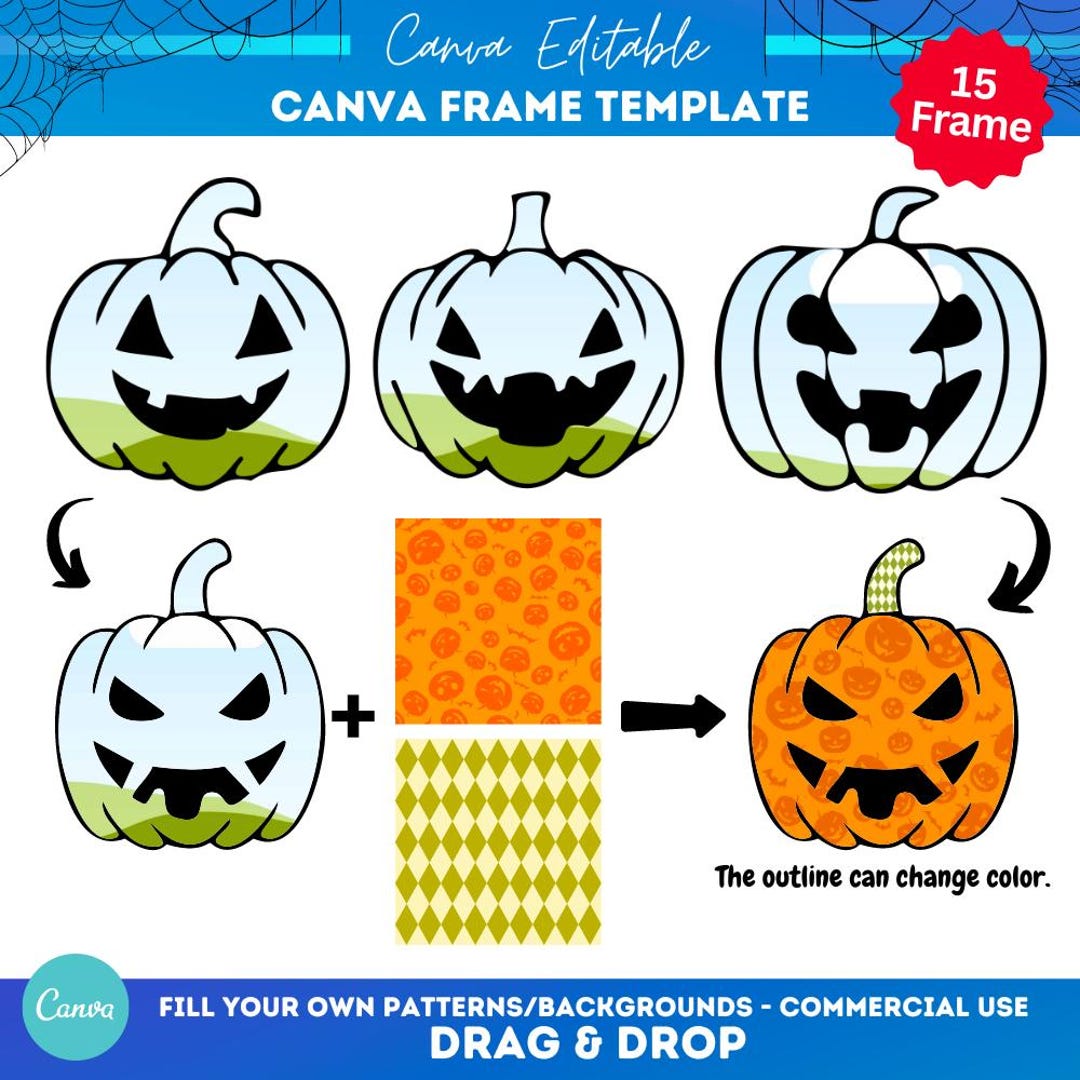 Pumpkin Canva Frames Editable | Canva Template | Customizable Drag ...