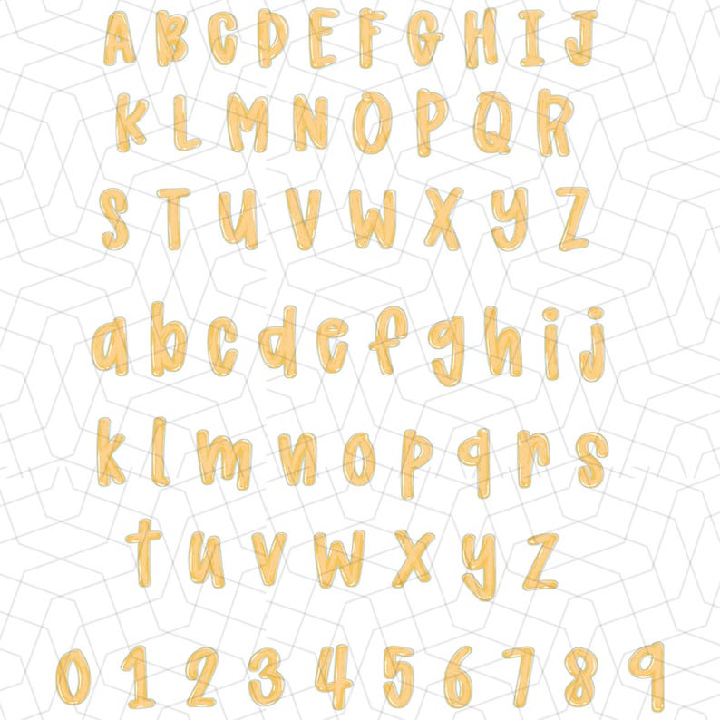 Preppy Brush Stroke Easter Alphabet Png | Doodle Alpha Font Letter and ...