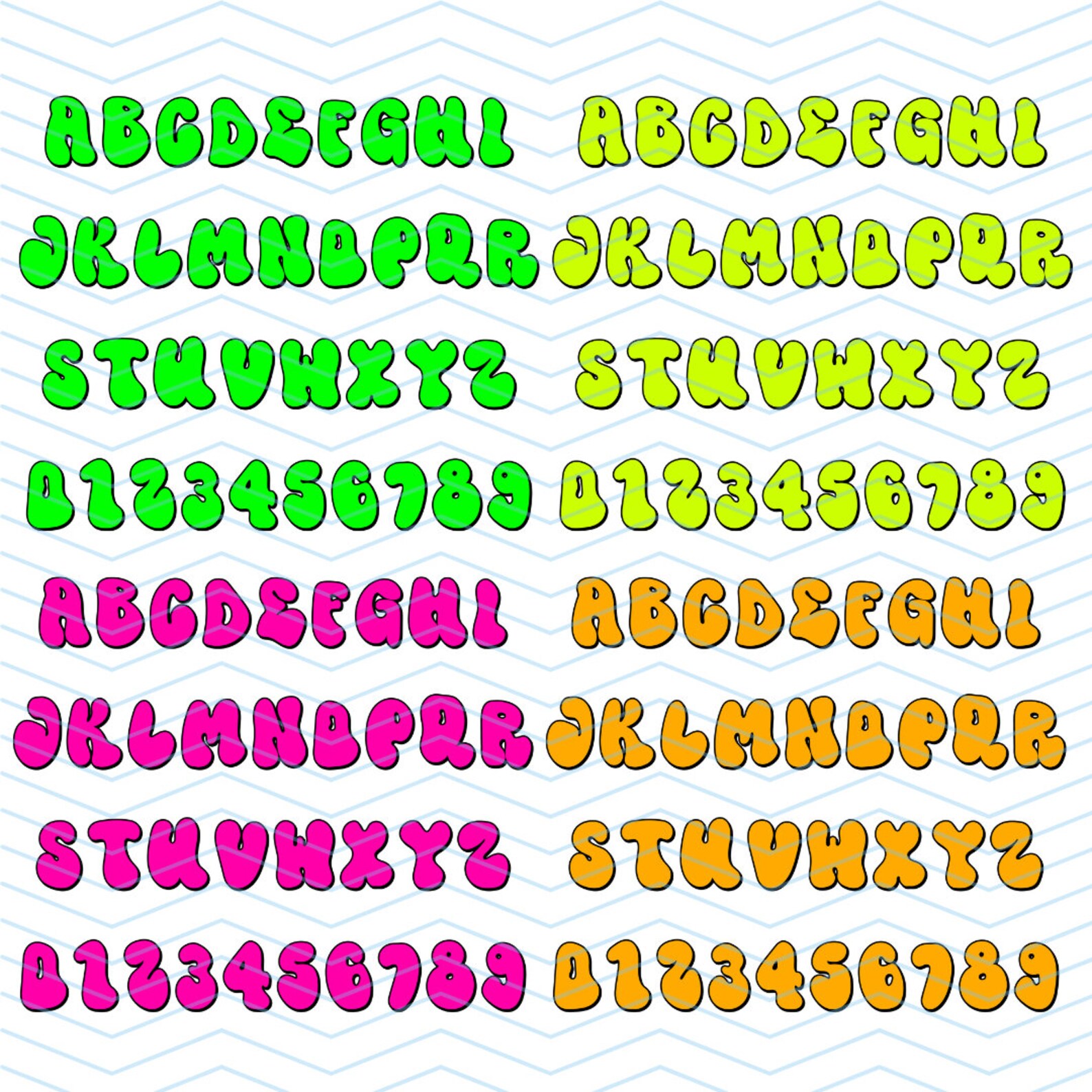 Neon Groovy Alpha PNG Bright, Colorful Alphabet Neon Font, Neon Letters ...