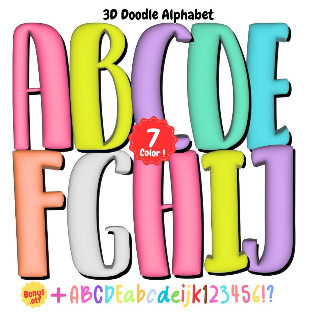 Fancy Back to School 3D Inflated Puffy Neon Alphabet & Numbers: 3D ...