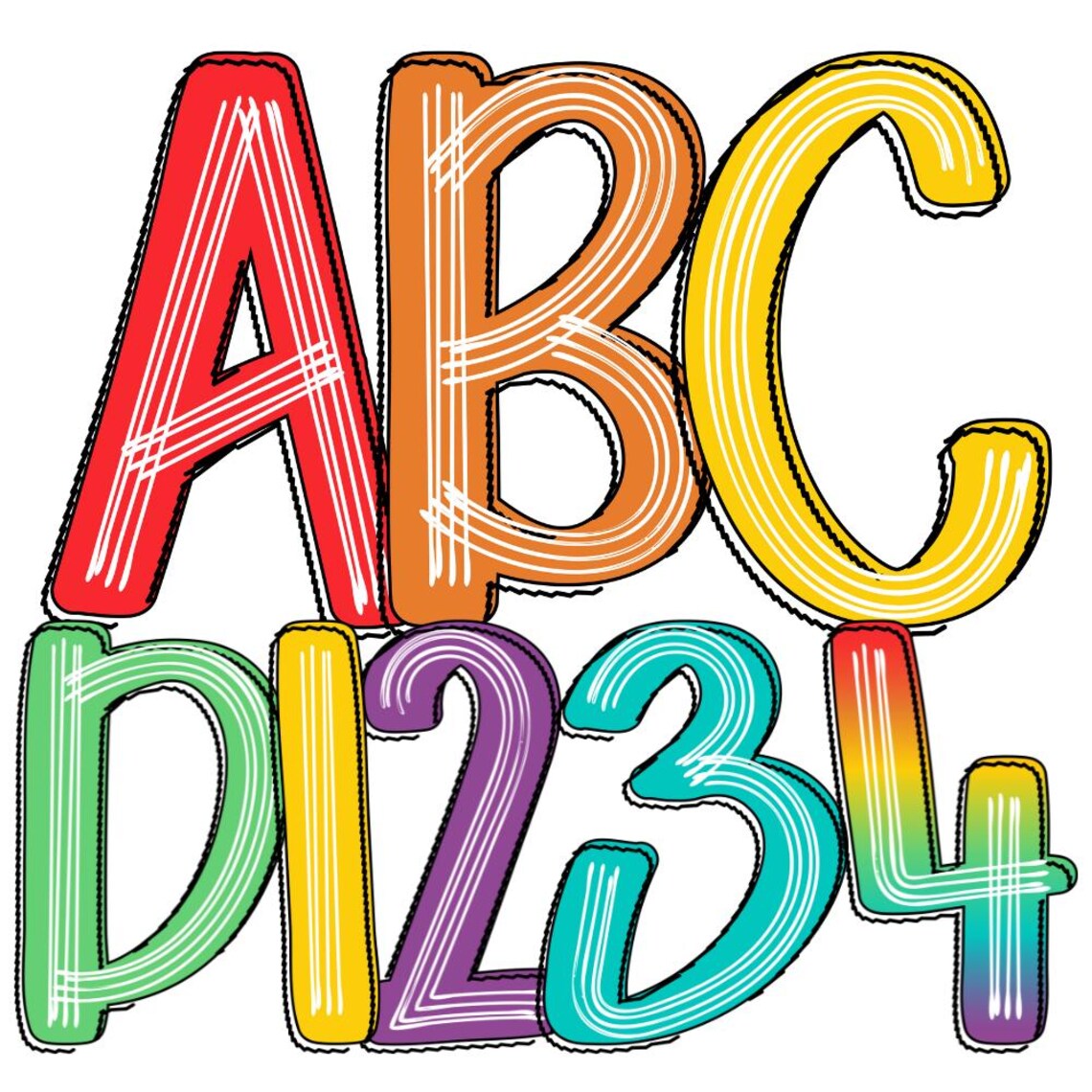 Neon Alphabet Png | Alpha Sets Bundle |scribble Alphabet Png | Doodle ...