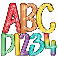 Retro Letters Png, Groovy Alphabet Png, Retro Letters PNG, Boho Color ...