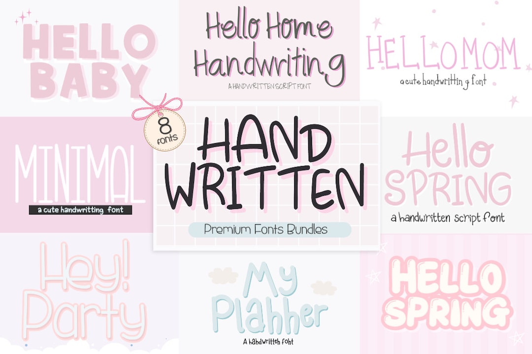 Handwriting Font Bundle | 8 Cute and Realistic Handwritten Fonts, Ideal ...