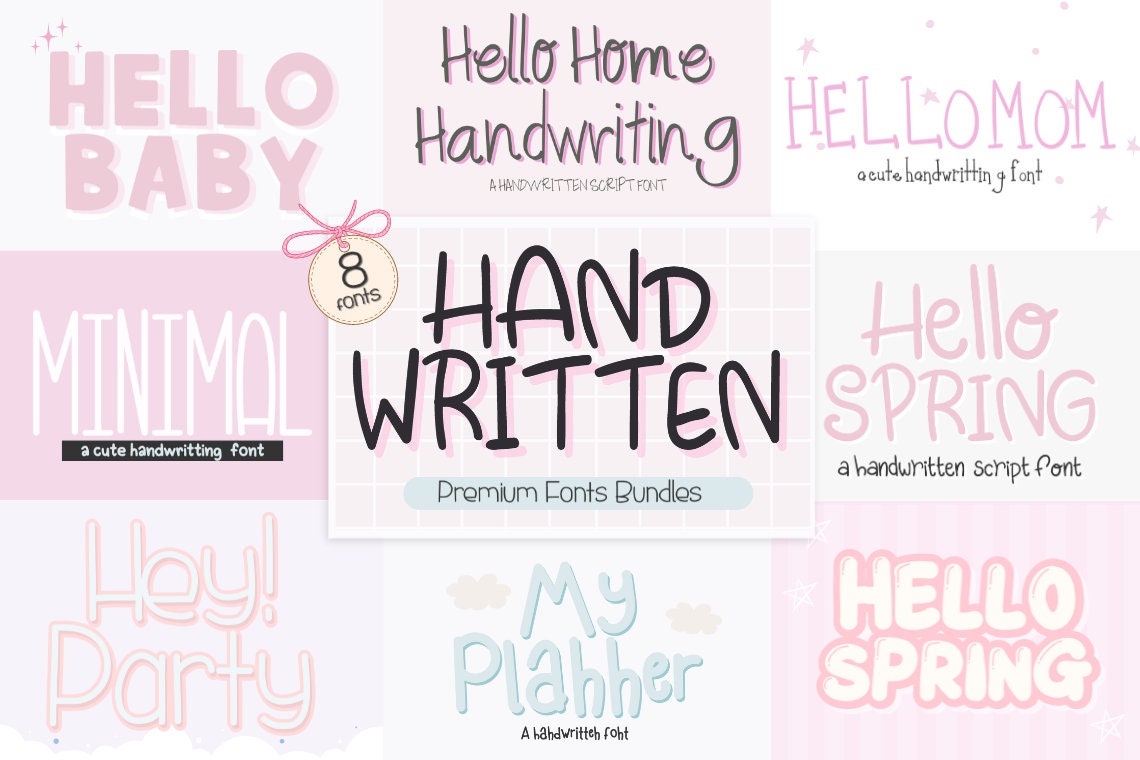 Handwriting Font Bundle | 8 Cute and Realistic Handwritten Fonts, Ideal ...