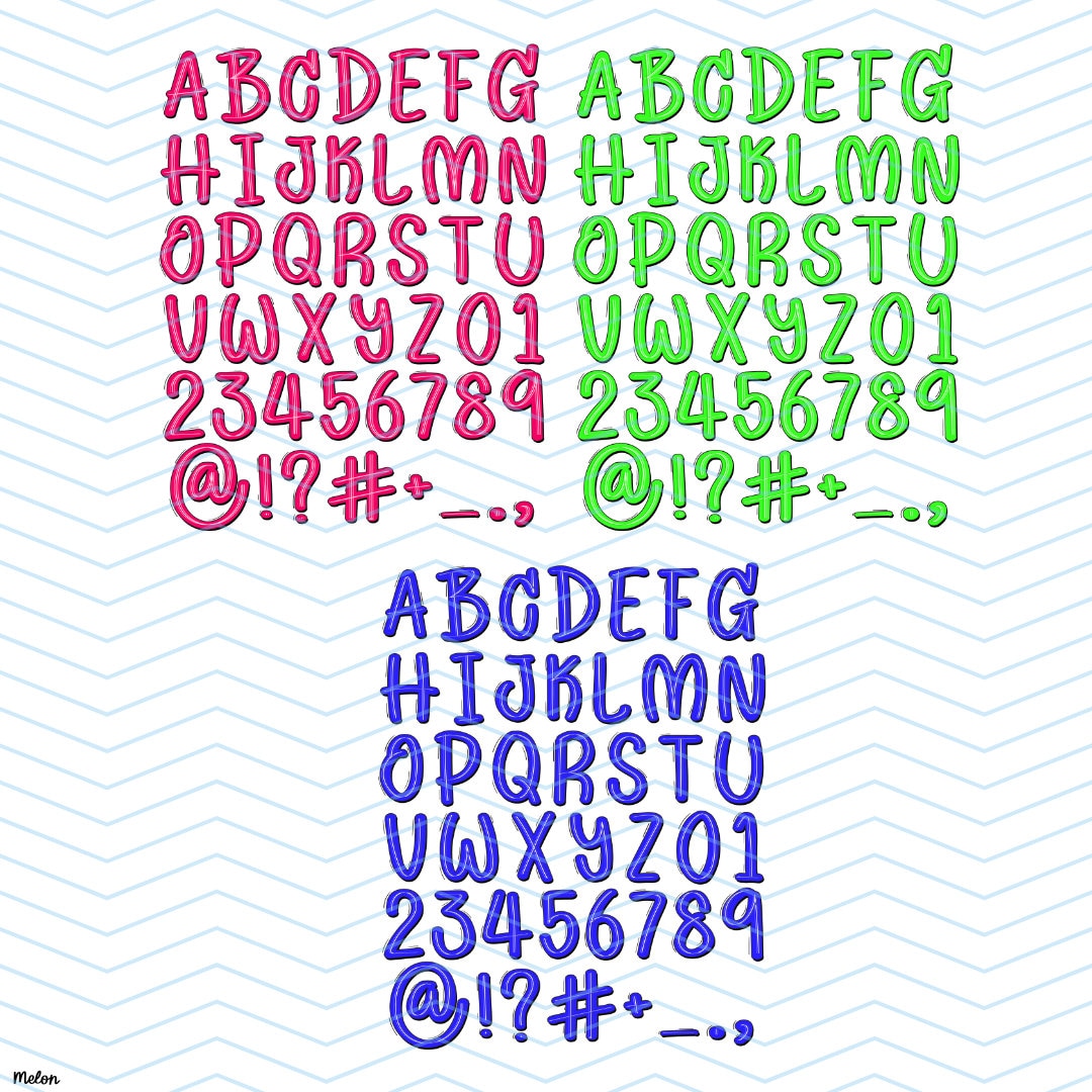 Neon Scribble Alphabet Png , Alpha Sets Bundle, Doodle Dot Font, Trendy ...