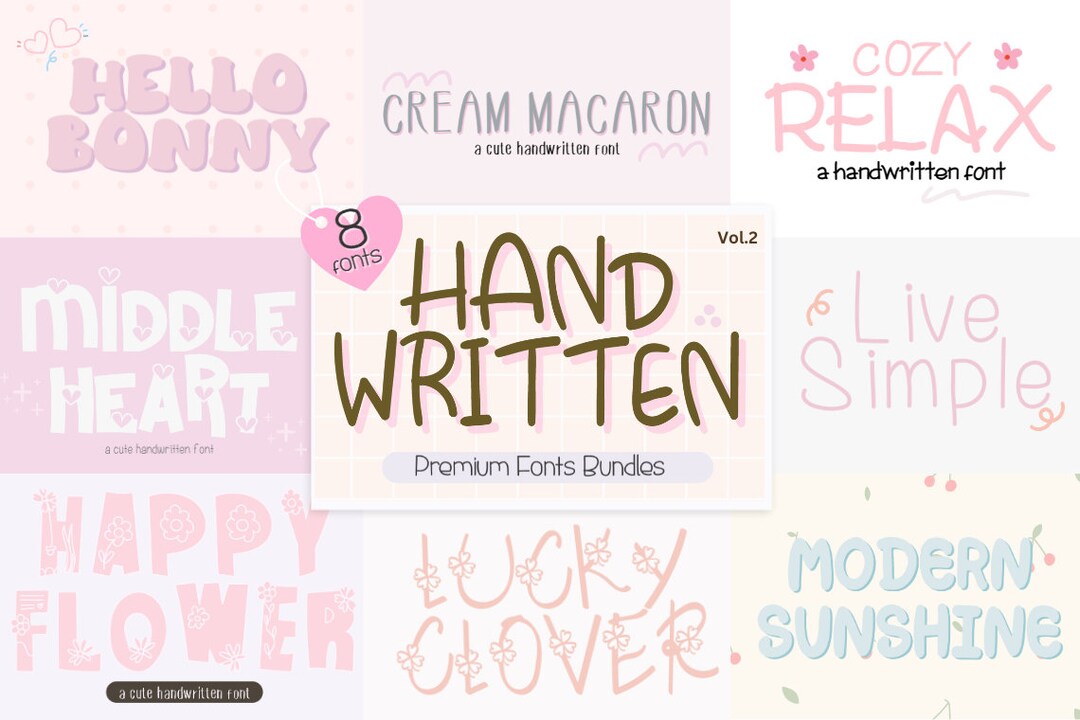 Handwriting Font Bundle | 8 Cute and Realistic Handwritten Fonts, Ideal ...