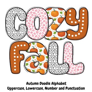 Fall Doodle Alphabet | Uppercase, Lowercase, Numbers | 4 Pattern Fall ...
