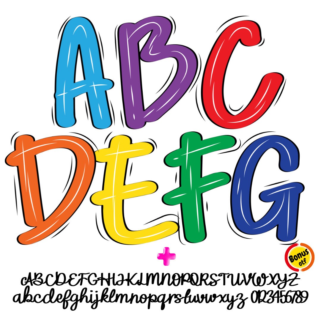 Scribble Alphabet Png, Doodle Alphabet Bundle Png, Bright 7 Alpha Set ...