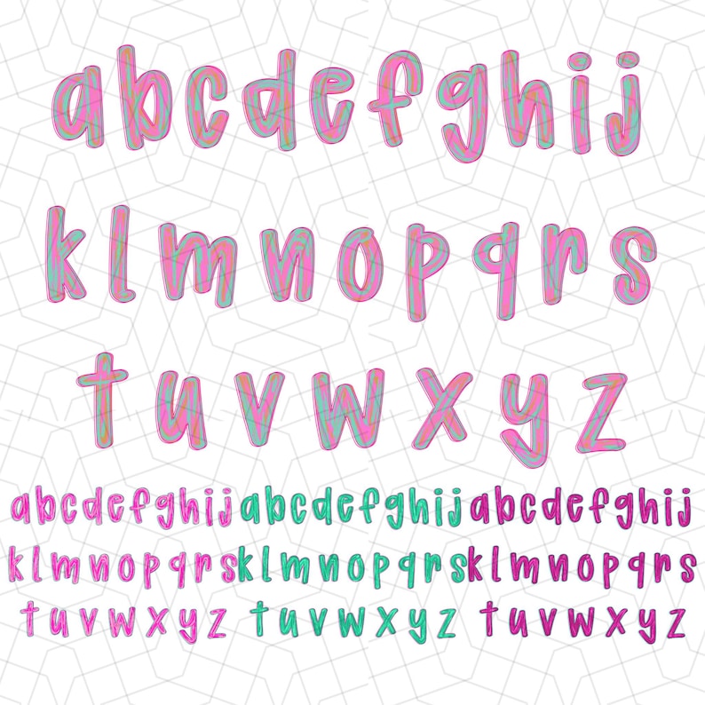 Preppy Brush Stroke Valentine Alphabet Png | Doodle Alpha Font Letter ...