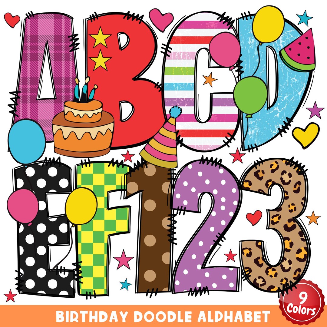 Baby Birthday Alphabet Bundle Png, Birthday Png for Girls and Boy ...