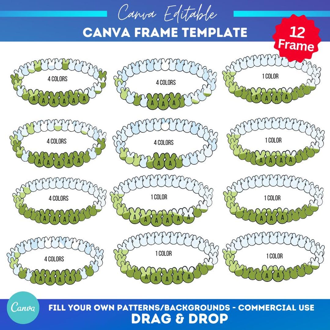 Bunny Rabbit Friendship Bracelet Canva Frame | Bead Canva Templates ...