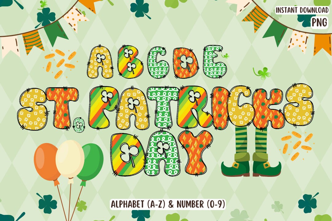St Patrick's Day Doodle Alphabet Bundle, St Patrick's Letters and ...