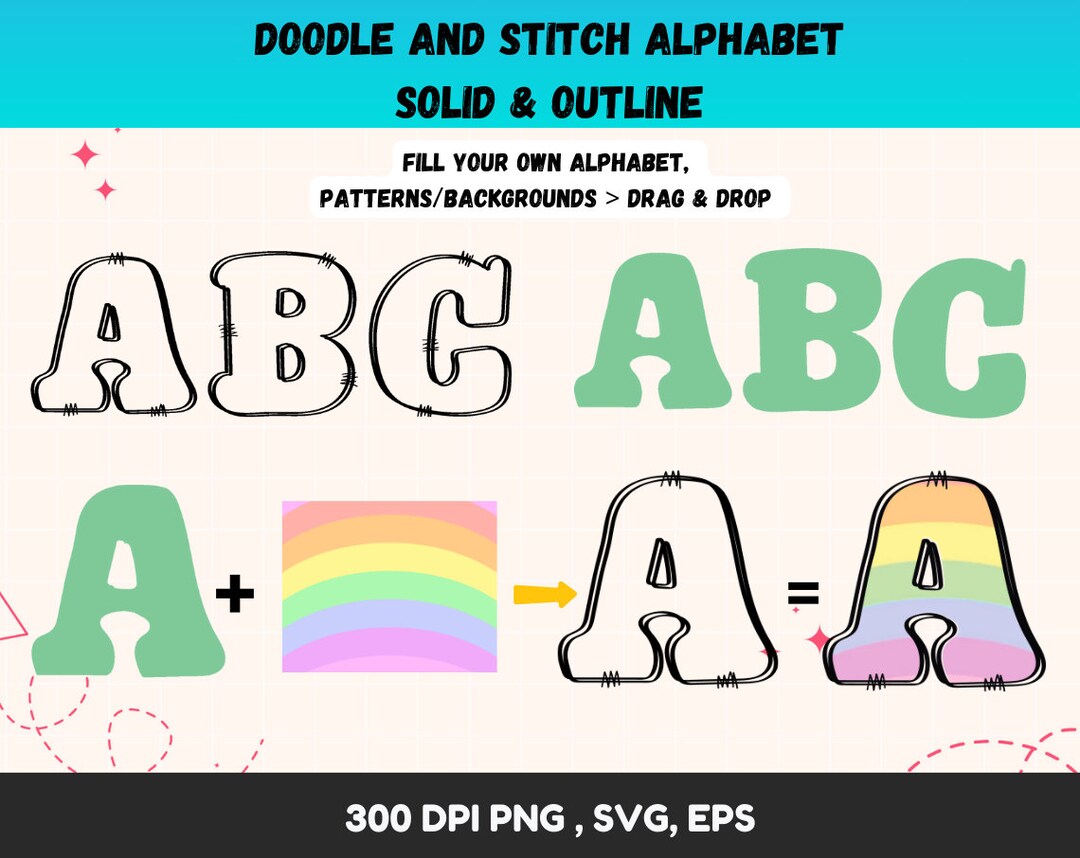 Blank Doodle Font Svg, Doodle Font Png, Doodle Alphabet Svg, Doodle ...