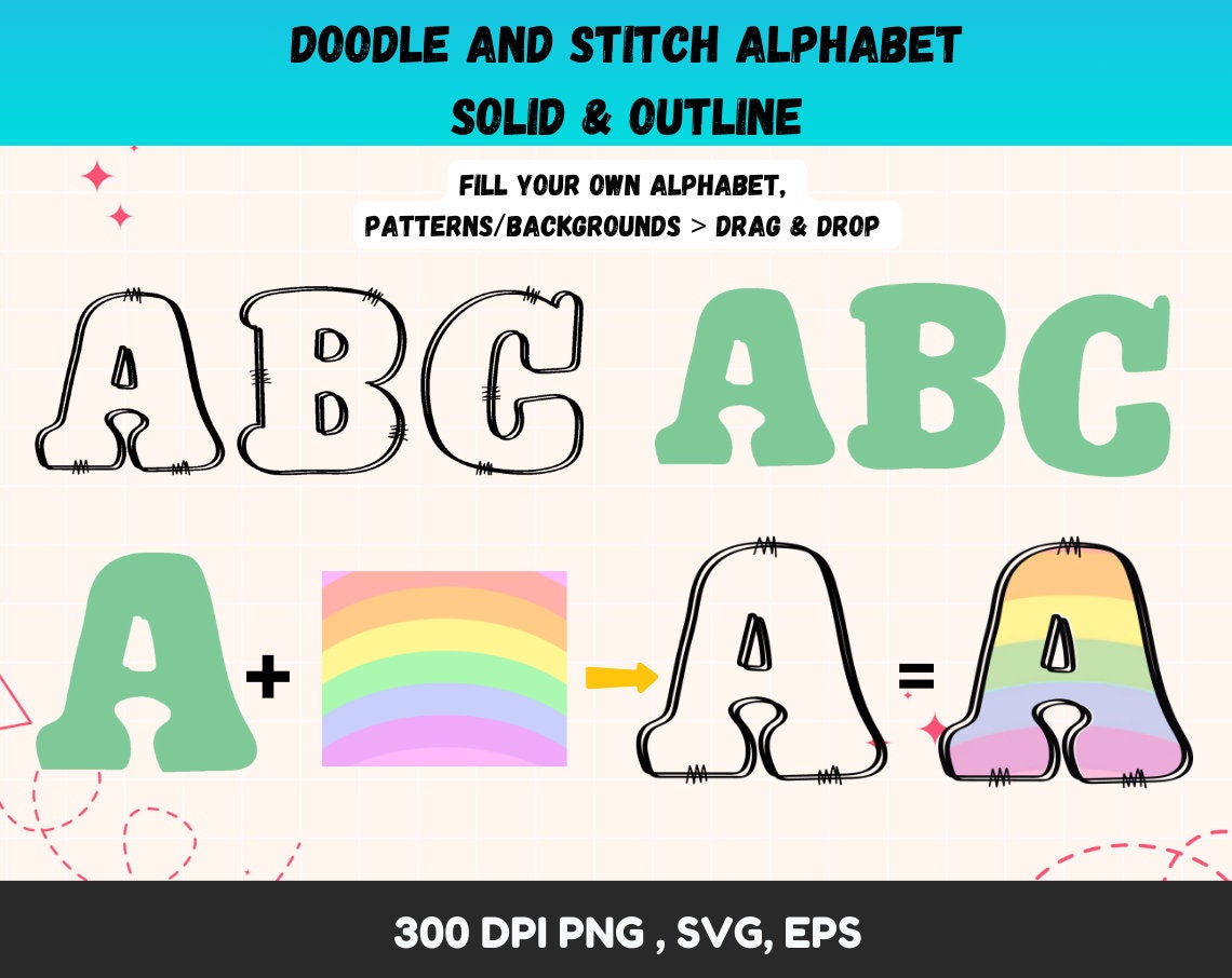 Blank Doodle Font Svg, Doodle Font Png, Doodle Alphabet Svg, Doodle ...