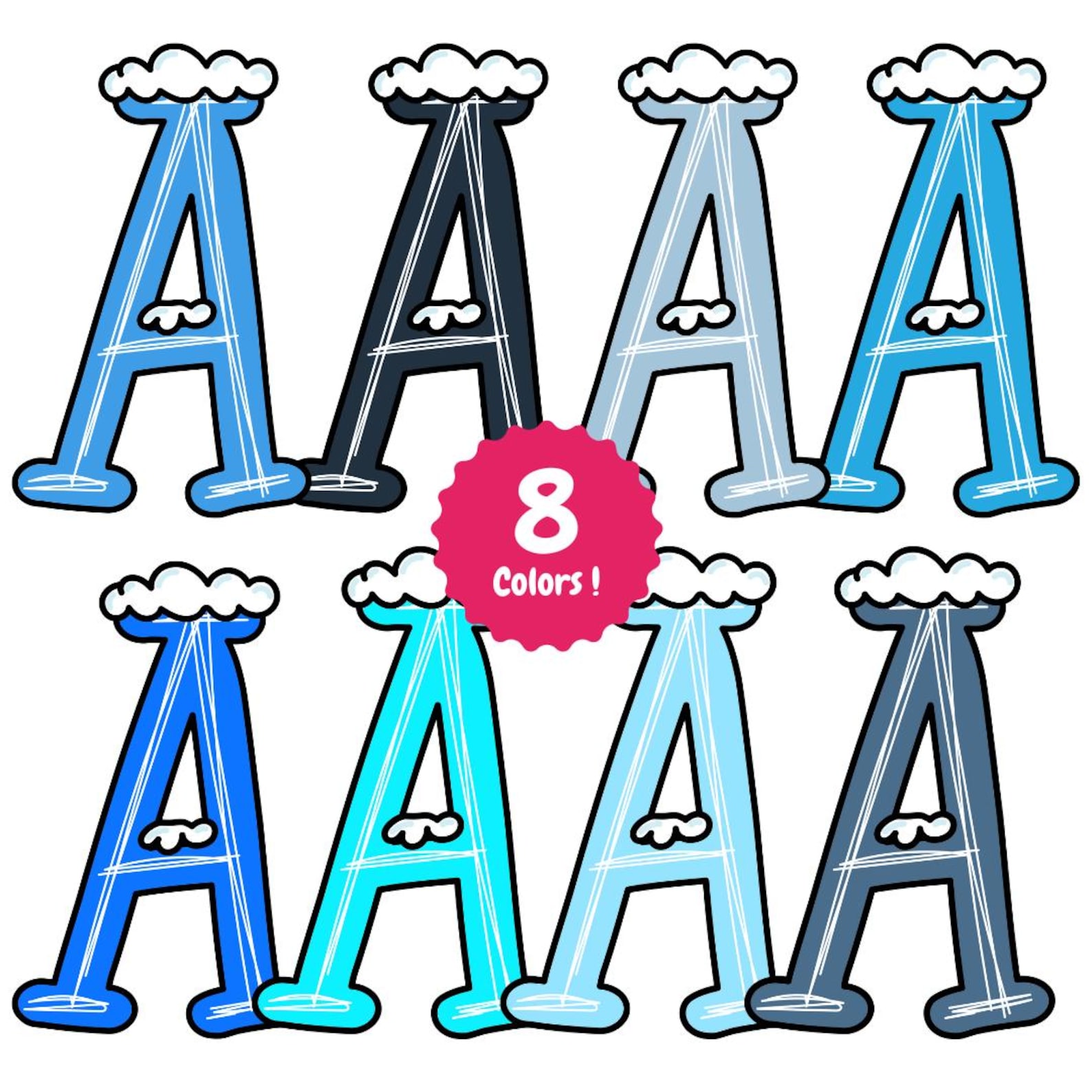 Snow Cap Alphabet Bundle , Winter Alphabet Clipart, Christmas Font Png ...