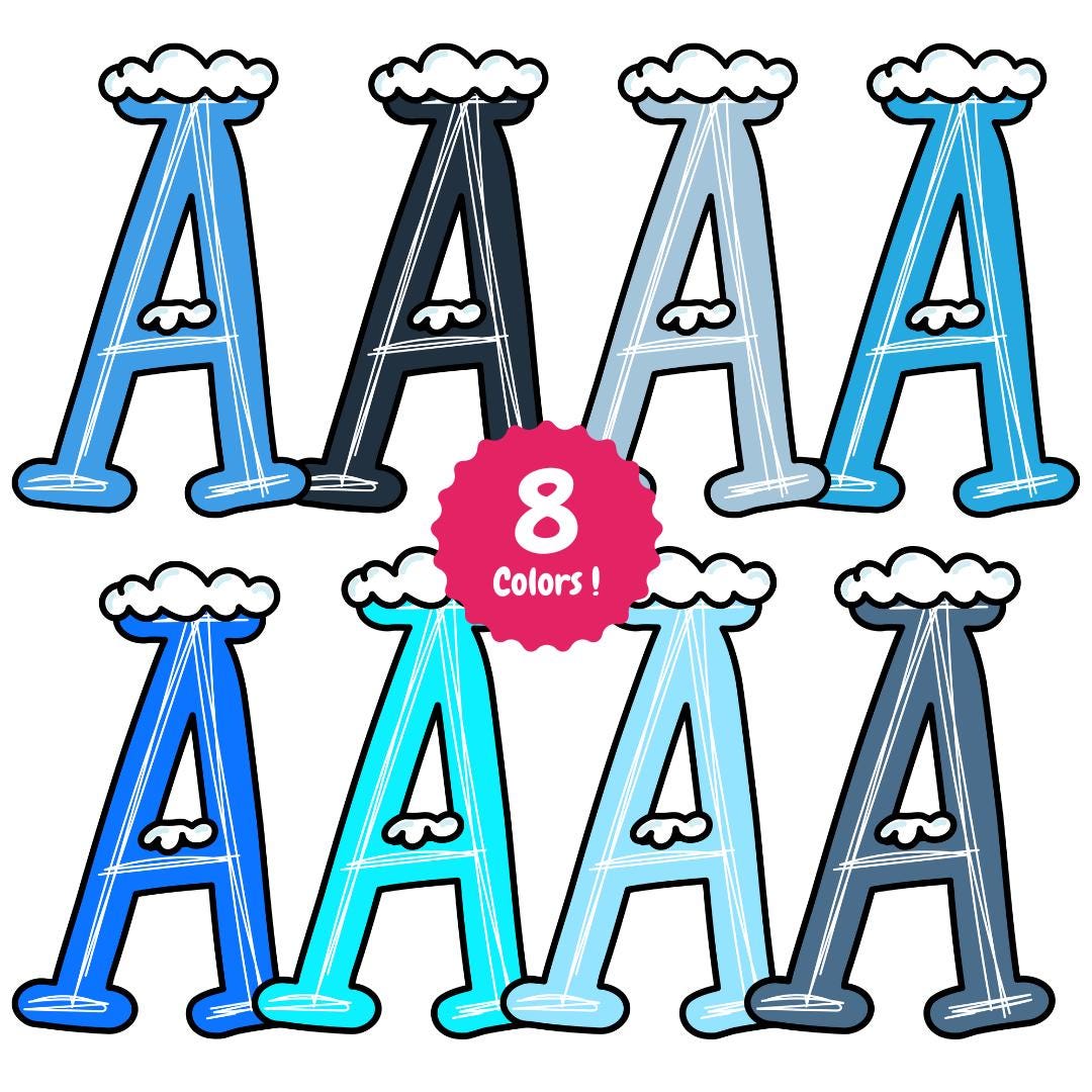 Snow Cap Alphabet Bundle , Winter Alphabet Clipart, Christmas Font Png ...