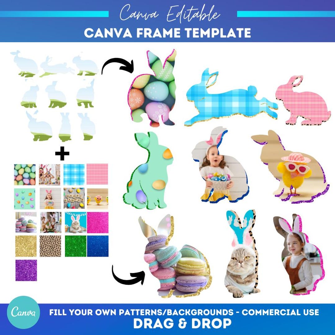 Bunny Shaped Canva Frame | Rabbit Shaped Photo Collage | Easter Photo ...