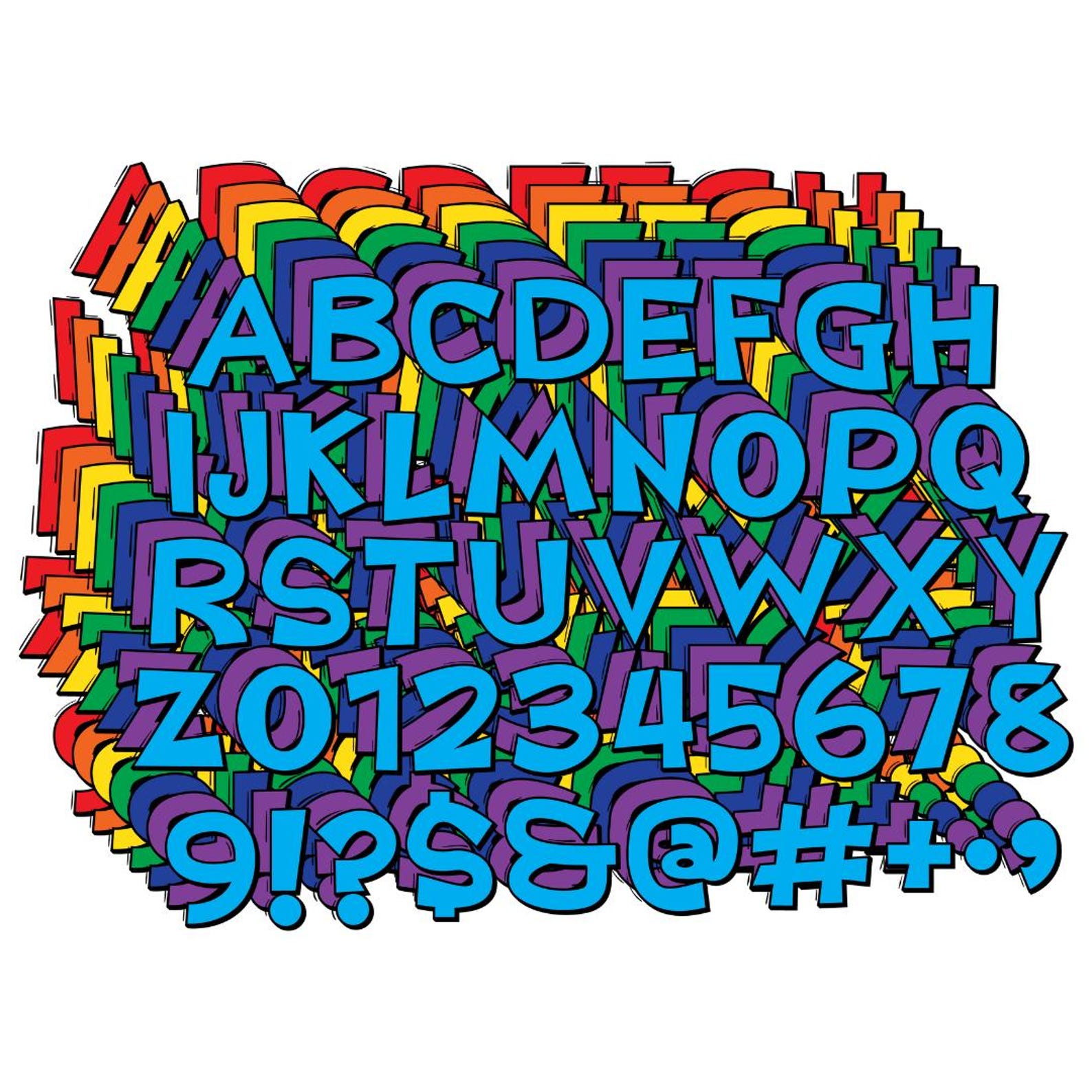 Neon Kindergarten Letter Font 9 Colors : Retro, Handwritten, Doodle ...