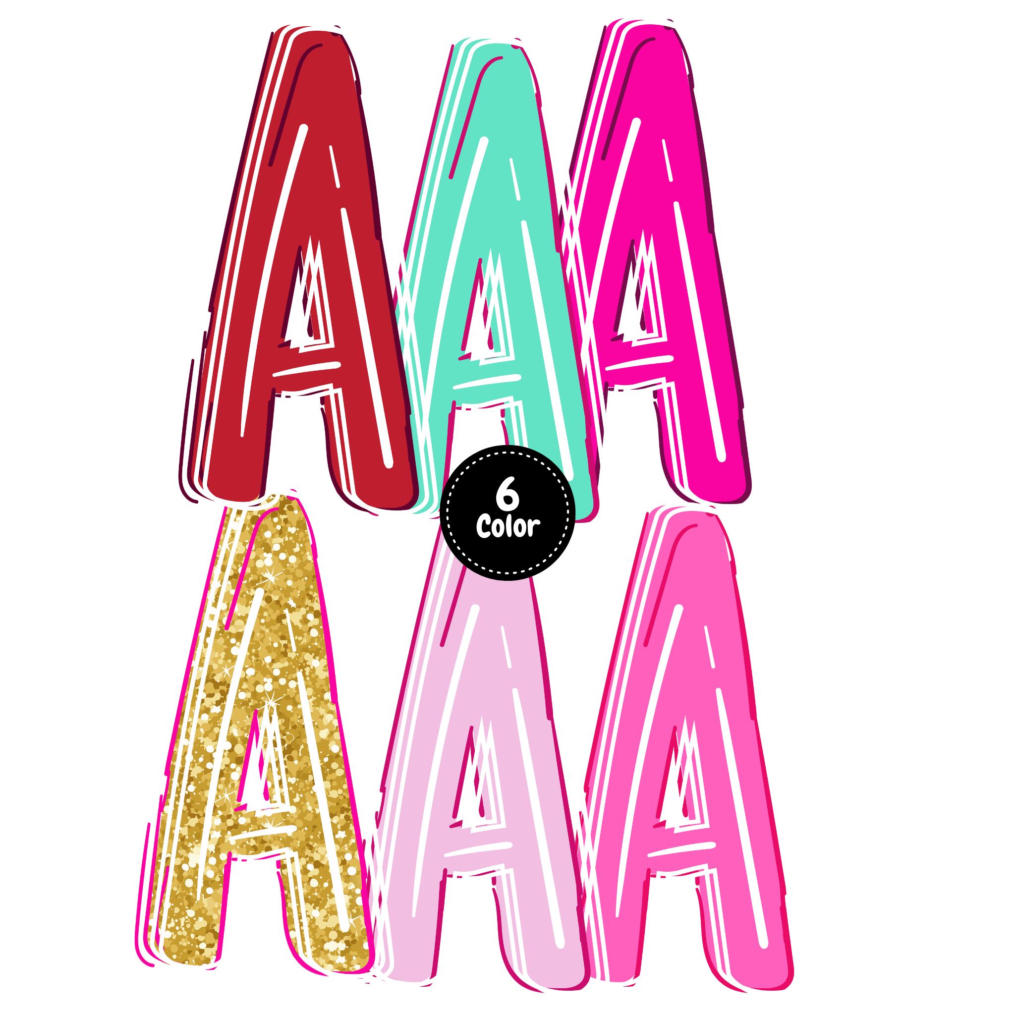 Preppy Valentine's Day Alphabet PNG | Doodle Alpha Font | School ...