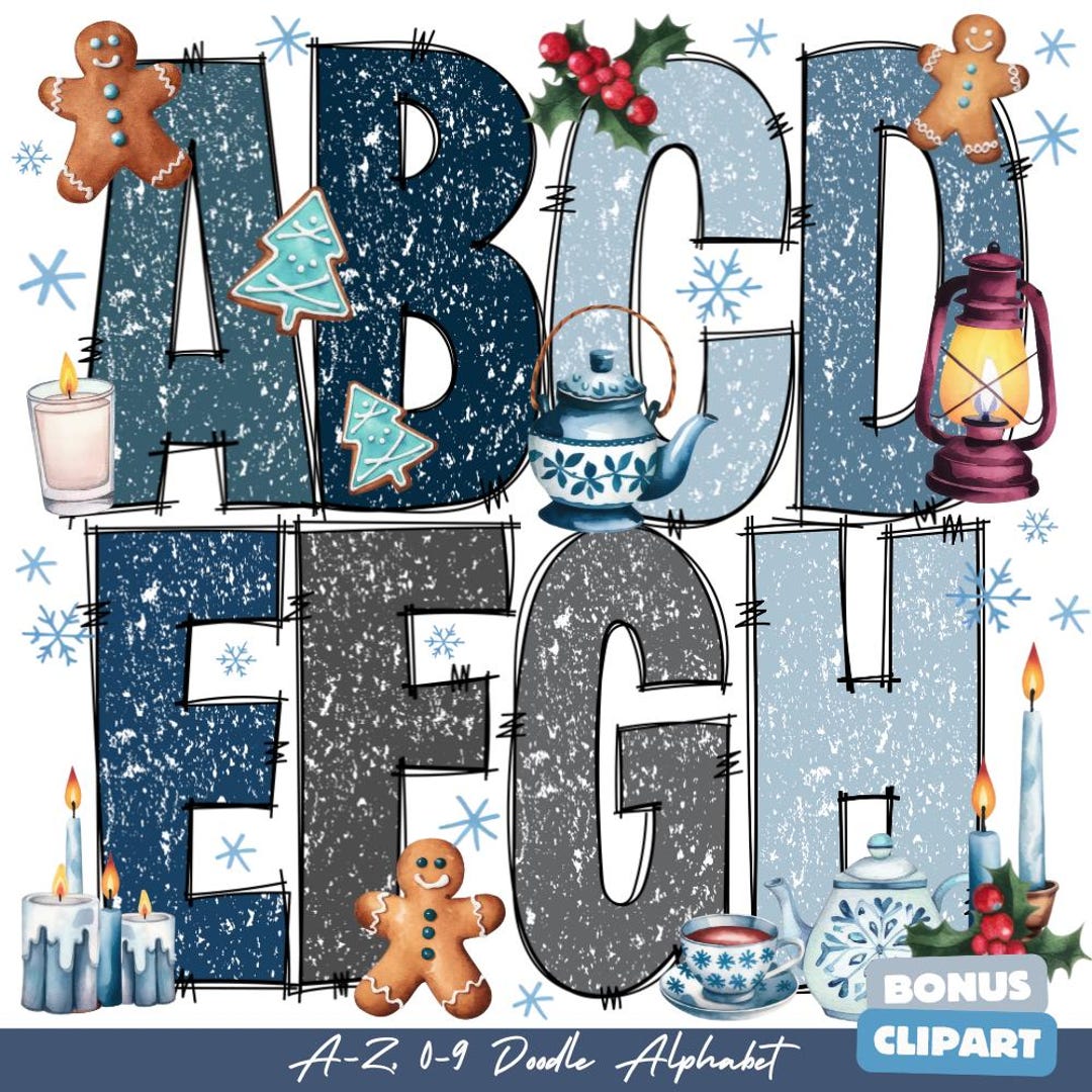 Christmas Bundle Alphabet, Winter Alphabet Clipart, Christmas Font Png ...
