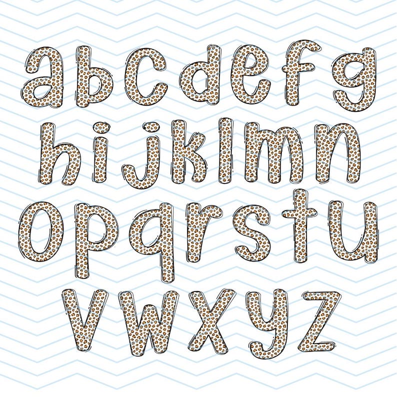 Leopard Doodle Font | Wild Spotted Alphabet PNG | Uppercase, Lowercase ...