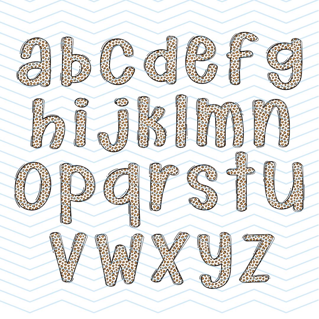 Leopard Doodle Font | Wild Spotted Alphabet PNG | Uppercase, Lowercase ...