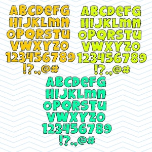 Bright Doodle Alphabet & Letters PNG: Colorful Neon Alpha Set ...
