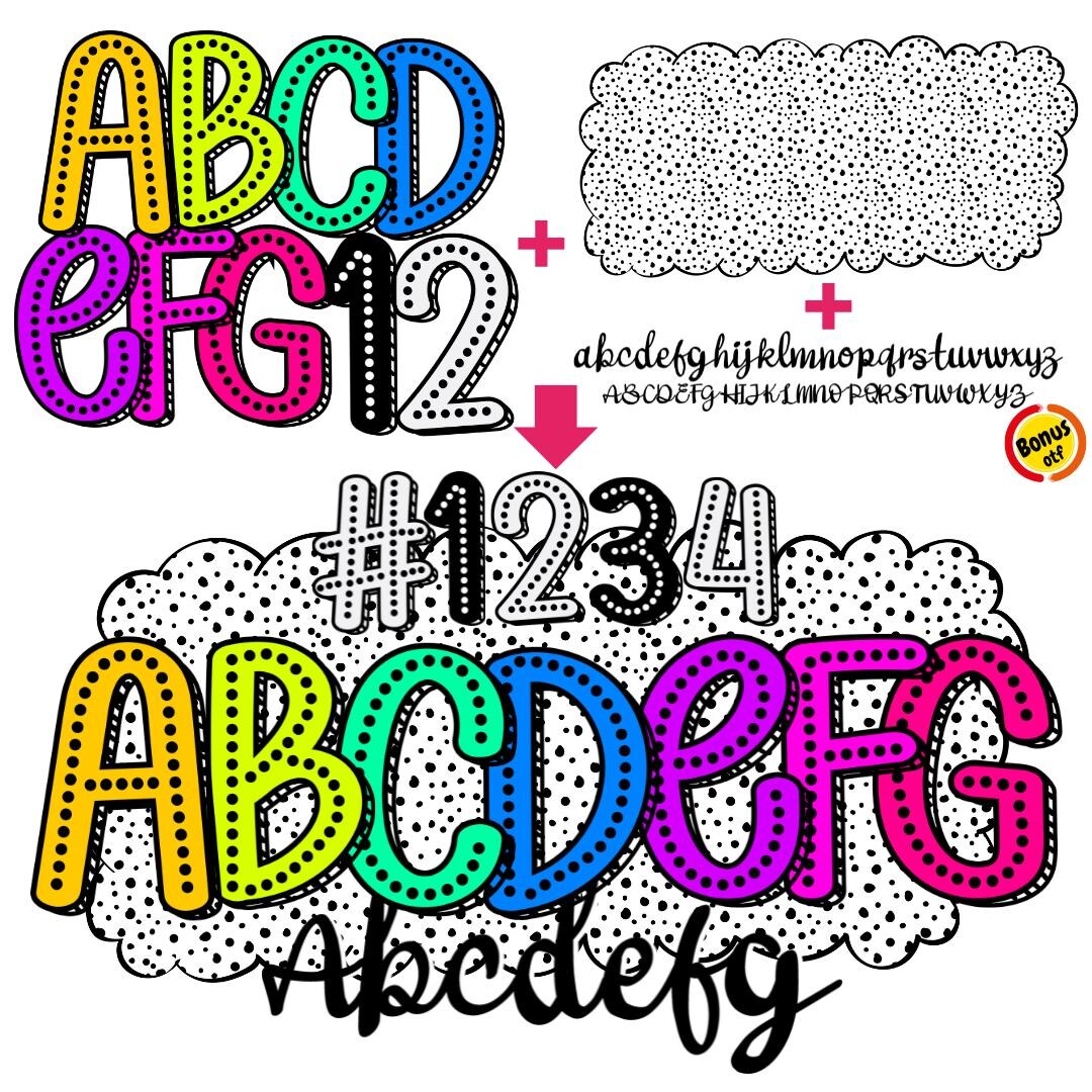 Black Dot Dalmatian Alphabet With Background PNG: Custom Dalmatian Dot ...