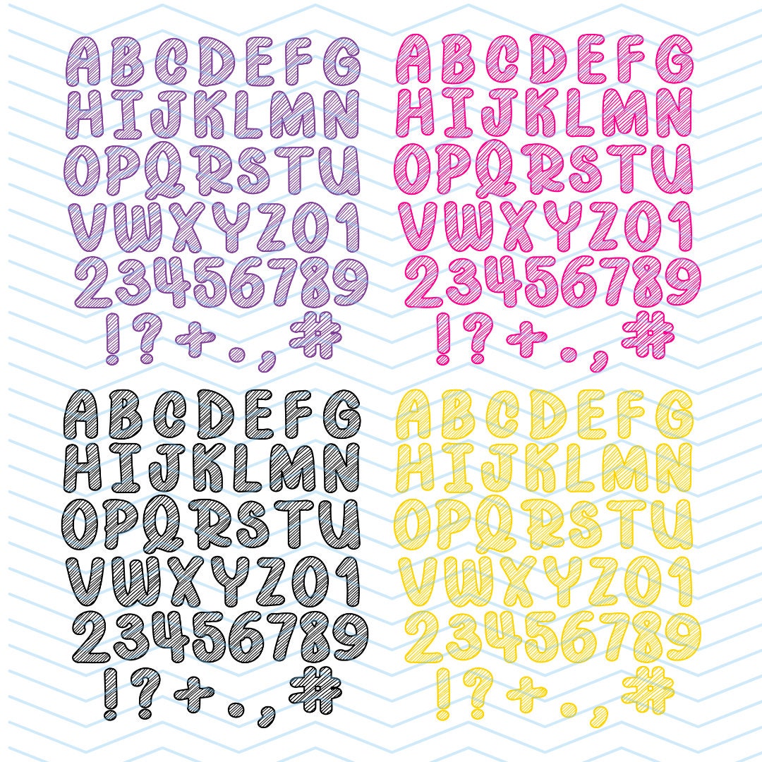 Kids Scribble Letters PNG, Kid School Font, Bright Doodle Alphabet ...