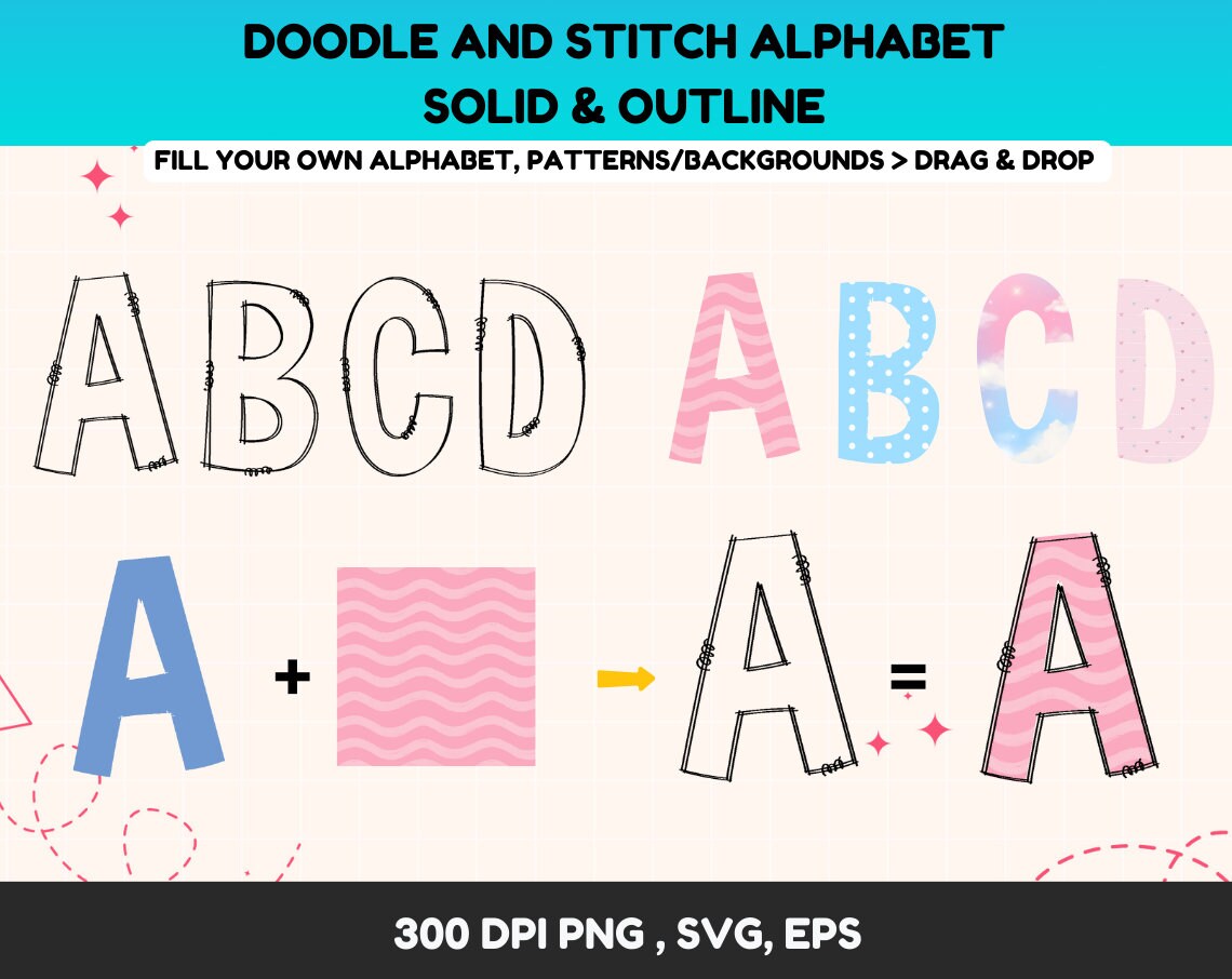 Blank Transparent Doodle Letters,doodle Alphabet Svg Instant Download ...