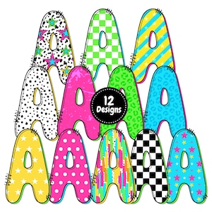 Preppy Bubble Summer Alphabet Letters | Doodle Alpha Font Letter and ...
