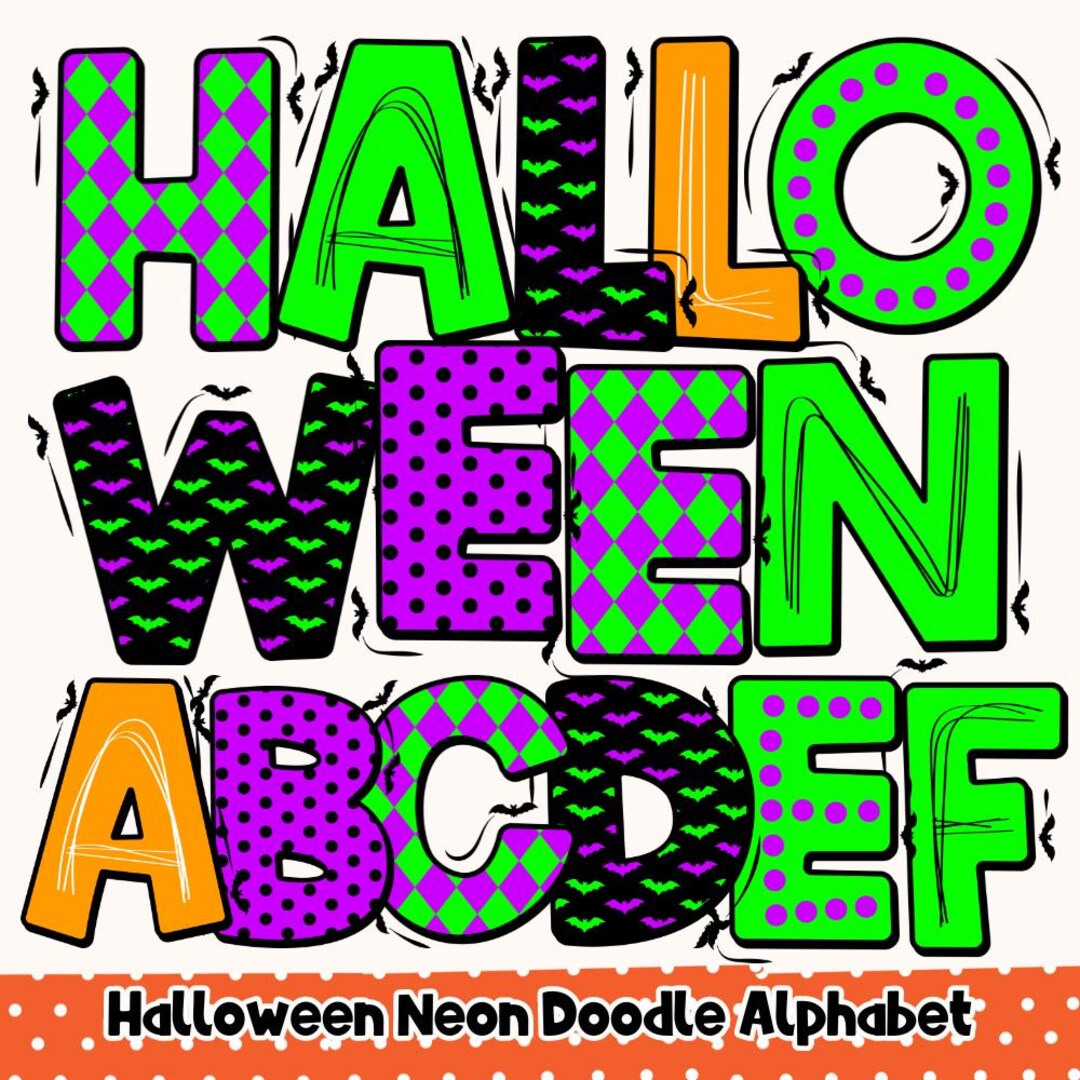 Halloween Doodle Letters Png | Halloween Clipart Bundle | Halloween ...