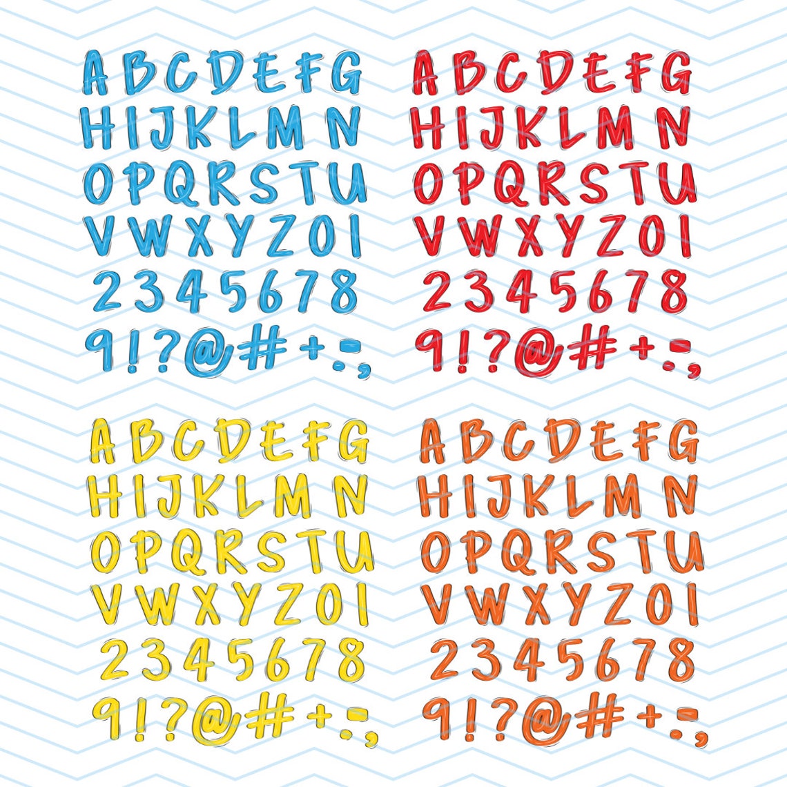 Scribble Alphabet Png, Doodle Alphabet Bundle Png, Bright 7 Alpha Set ...
