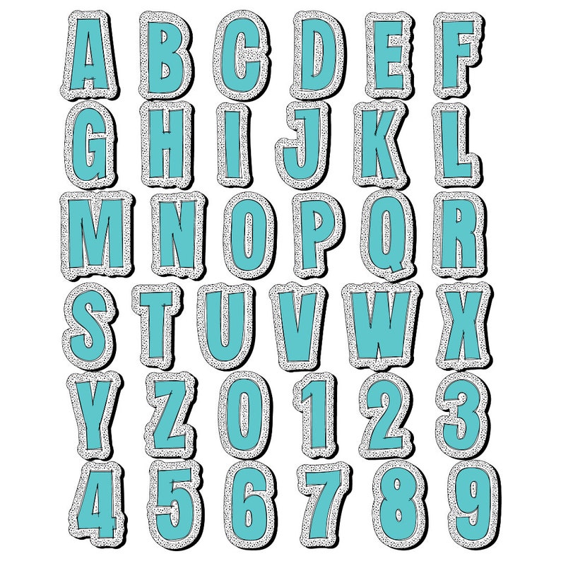 Bright Spotty Doodle Alphabet Letters, Doodle Dalmatian Dots PNG, Neon ...