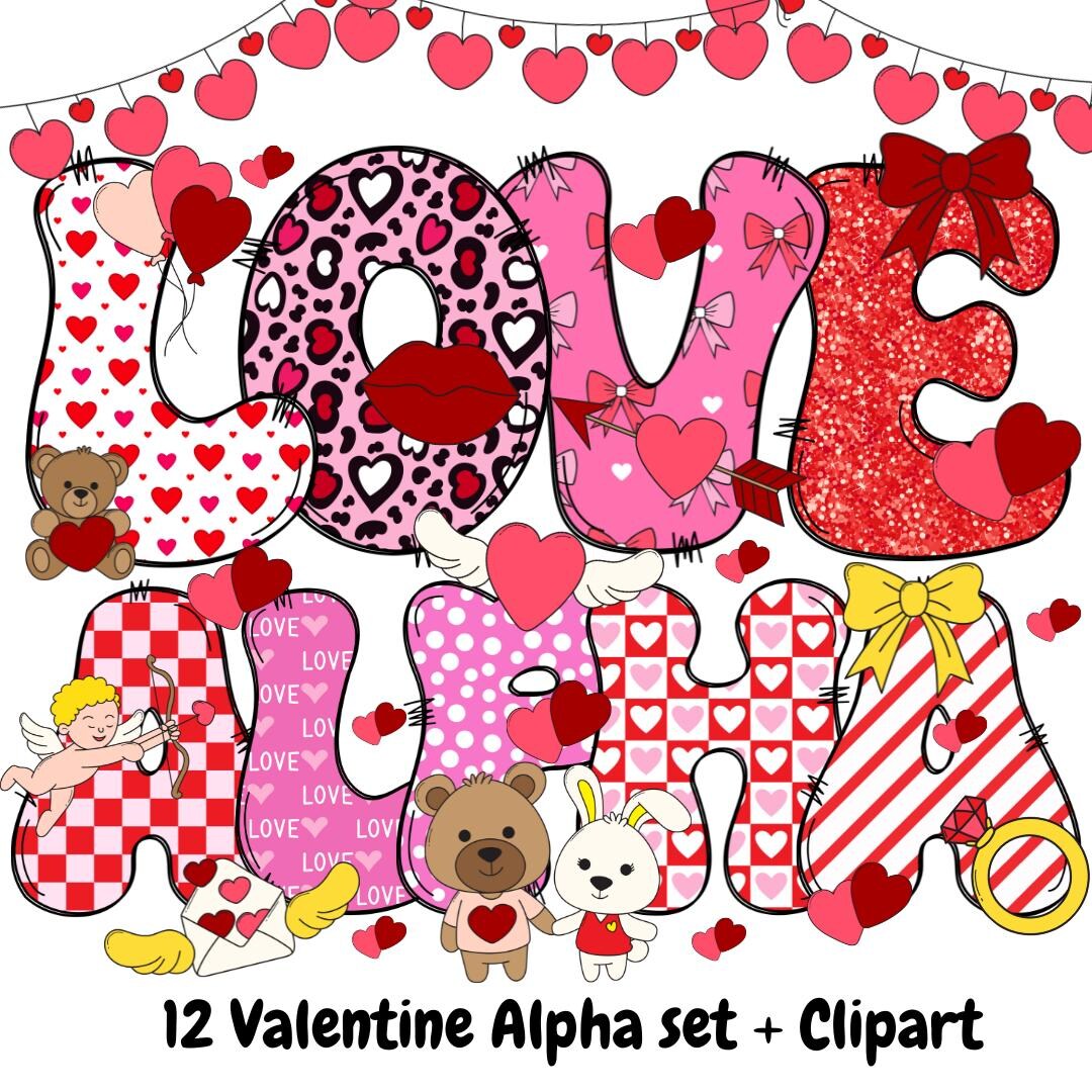 Valentine Doodle Letter PNG | Bulletin Board Valentines | Coquette ...