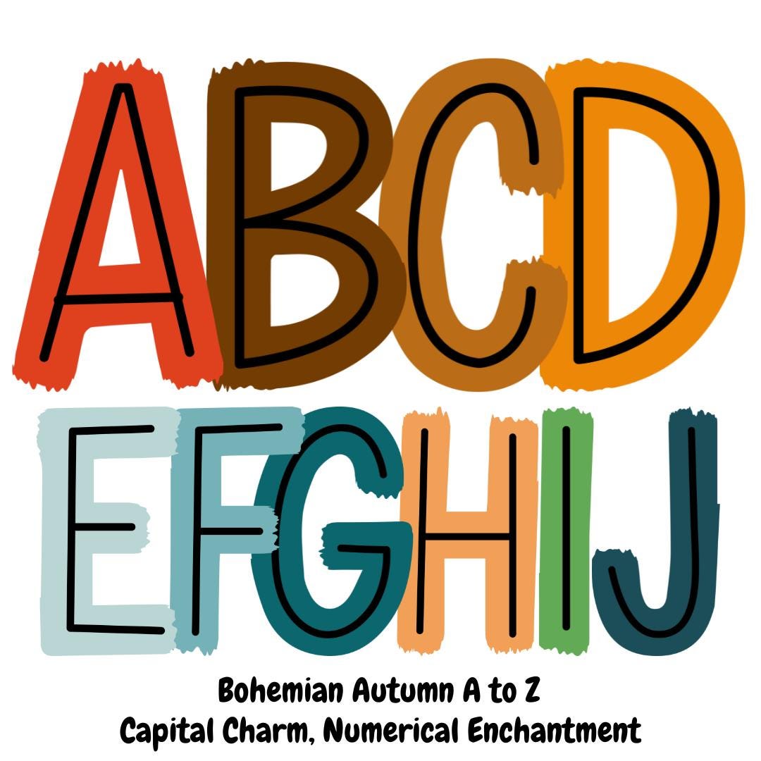 Boho Alphabet Letters | Trendy School Themed Font | Uppercase and ...