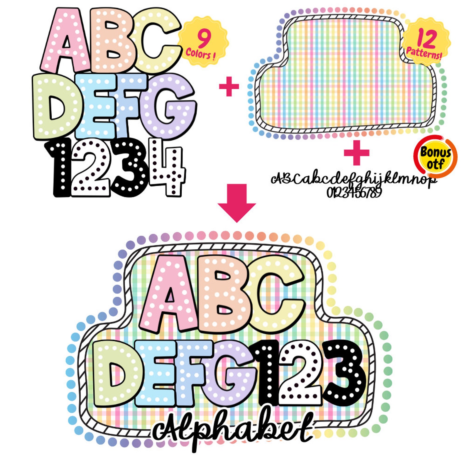 Pastel Dot Dalmatian Alphabet With Cute Background Png, Custom ...