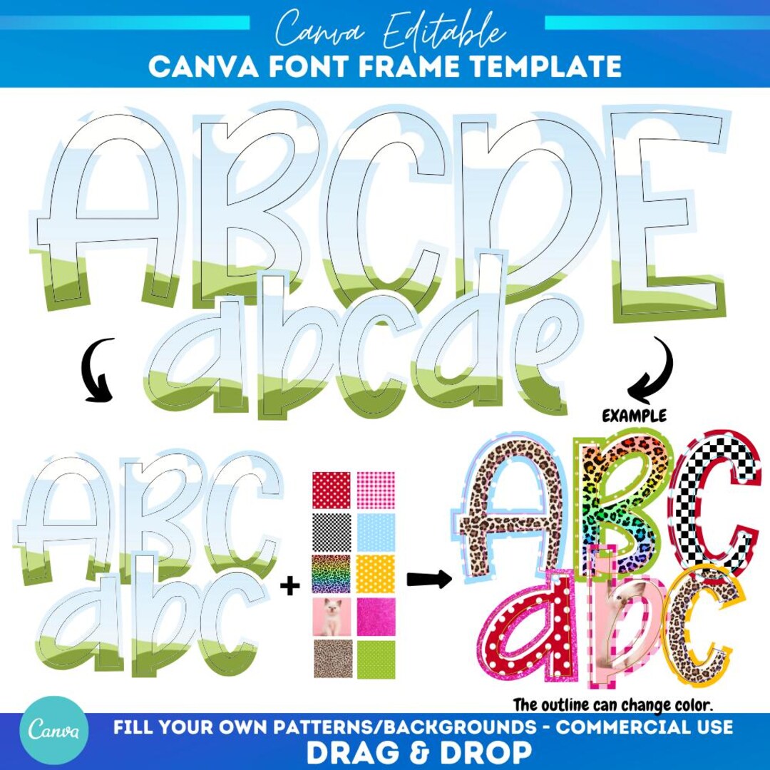 Preppy Letter and Number Canva Frame Template | Sublimation | Custom ...