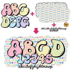 Pastel Groovy Alphabet With Dot Dalmatian Background Png, Custom ...