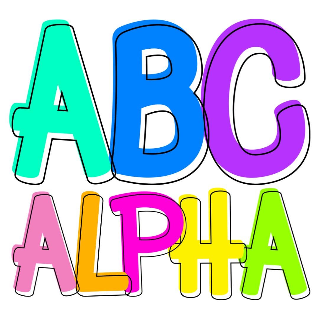 Alphabet Letters With Neon Colors, Bright Color Font, Colorful ...