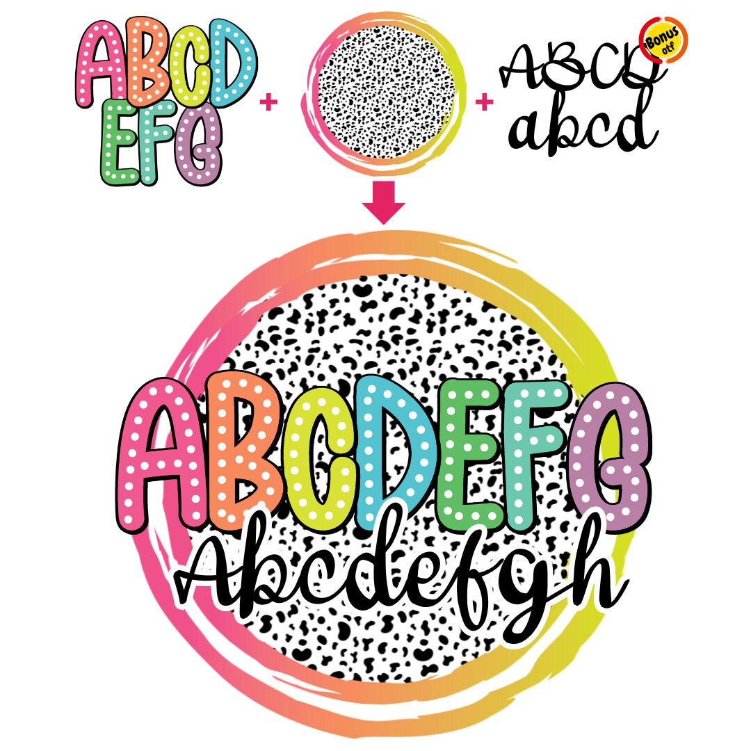 Dot Dalmatian Alphabet With Circle Background Png, Custom Dalmatian Dot ...