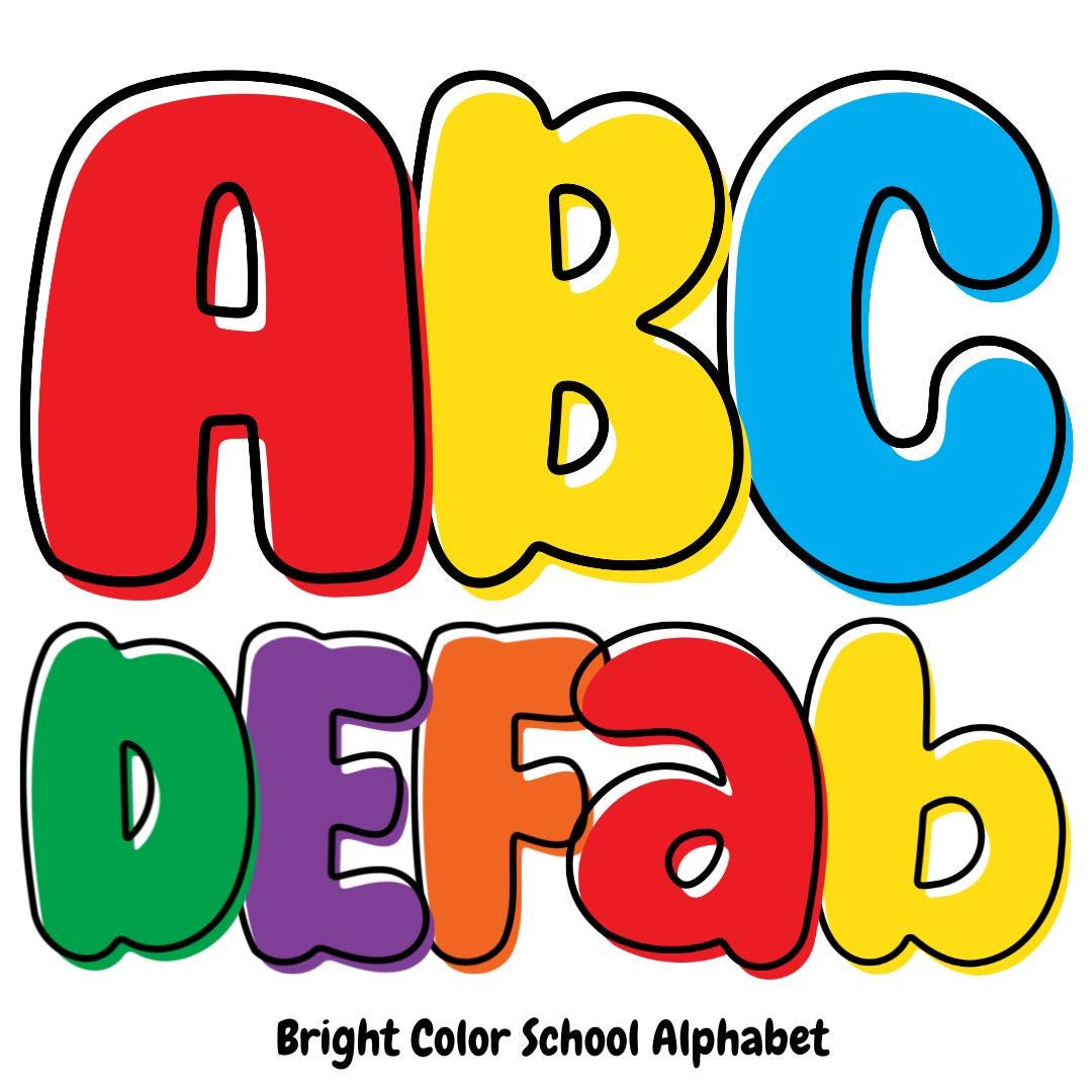 6 Colors Bulletin Board Doodle Letters Back to School: Kindergarten ...