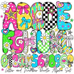 Preppy Bubble Summer Alphabet Letters | Doodle Alpha Font Letter and ...