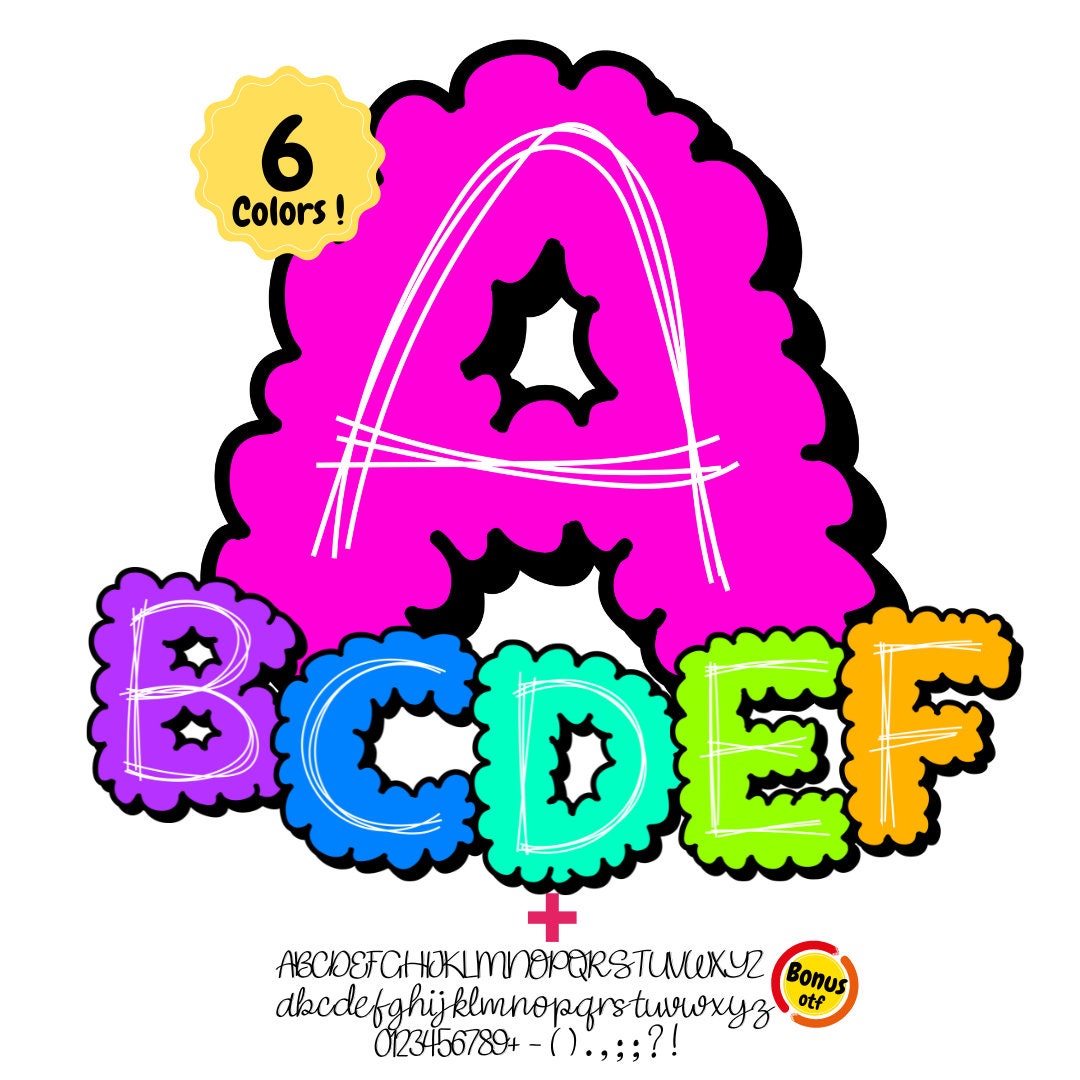 Scribble Neon Alphabet Png, Alpha Sets Bundle, Scribble Doodle Font ...